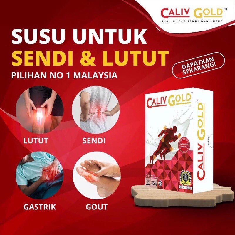 [ORIGINAL] CALIV GOLD Susu Untuk Saraf Tulang Sendi Lutut Gastrik Gout ...