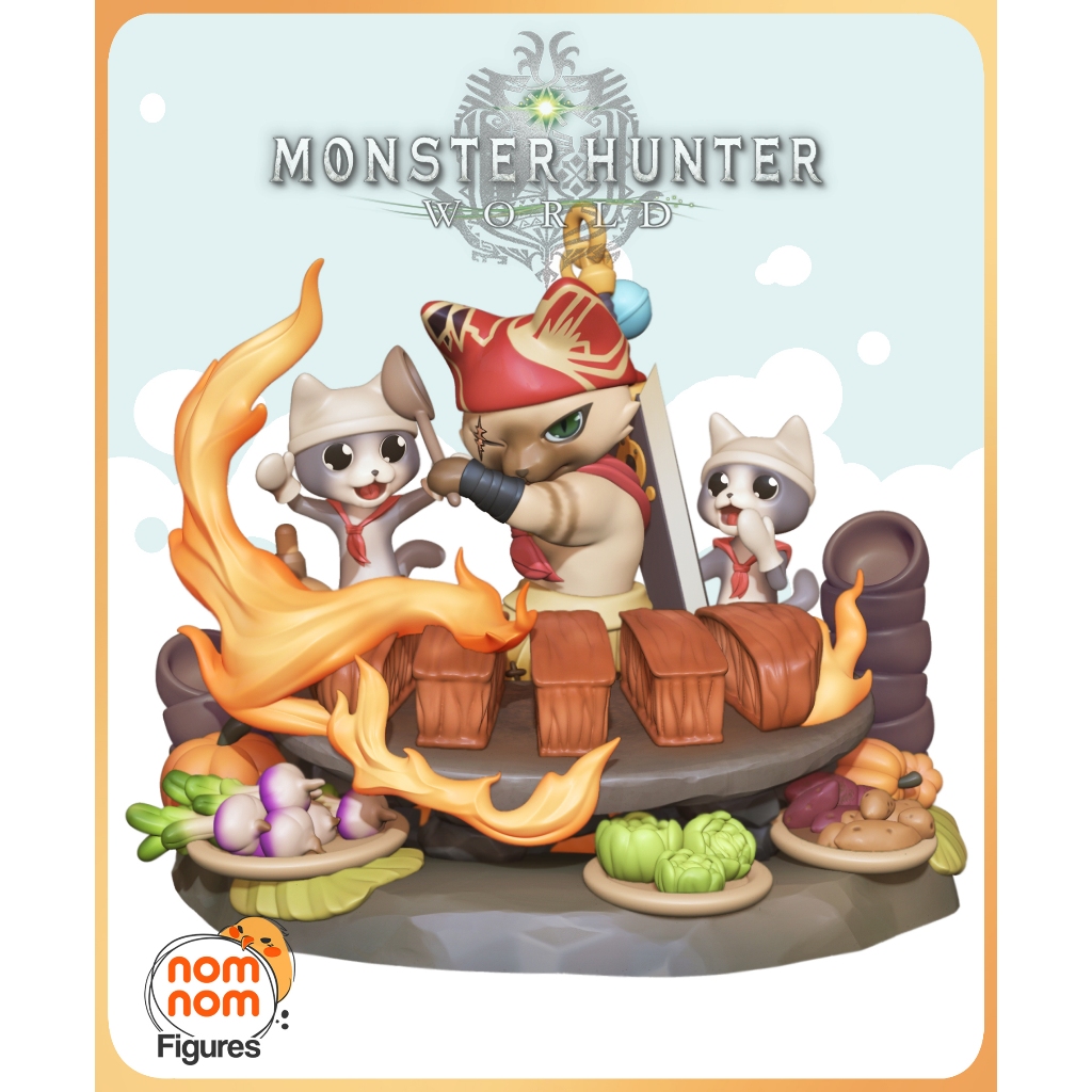 Nomnom Figures Chibi Meowscular Chef - Monster Hunter 3d printed resin figure | Shopee Malaysia