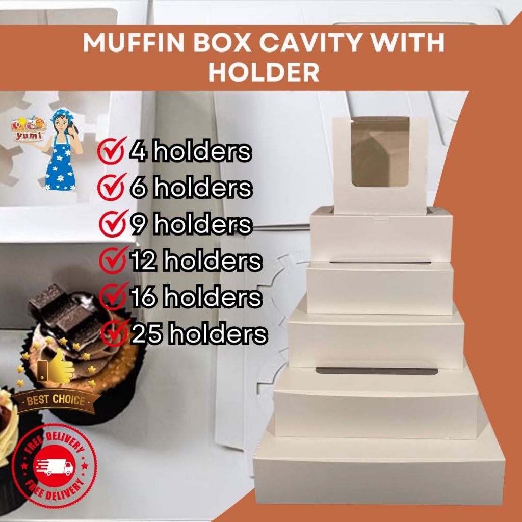 [READY STOCK] MUFFIN BOX CAVITY WITH HOLDER (FLEXIBLE) (5PCS) | Shopee ...