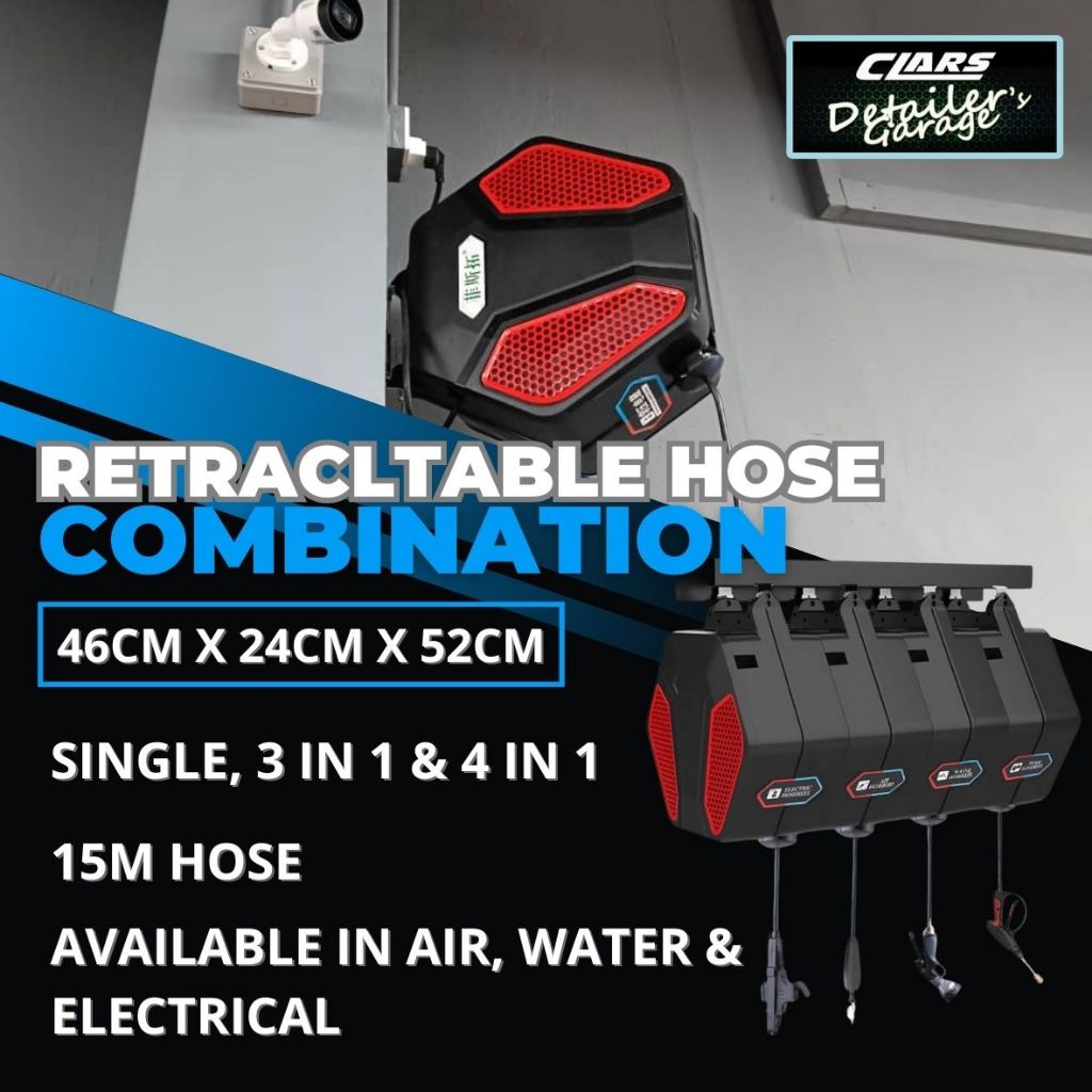Clars Retractable Hose Combination Reel Box 15m - Air Hose / Electric ...