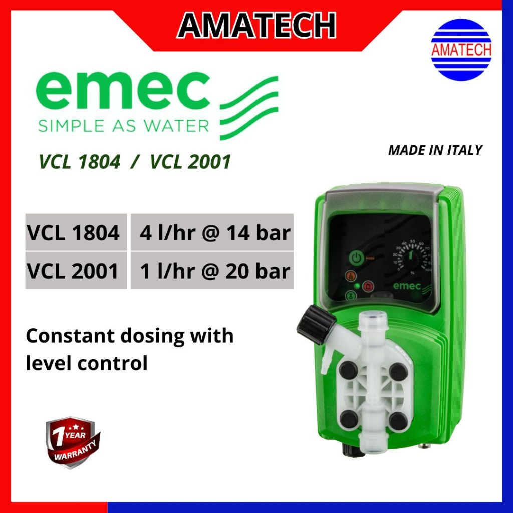 EMEC VCL Metering Dosing Pump 18 20bar -Cooling Tower, Swimming Pool,Chemical Processing, Food ...