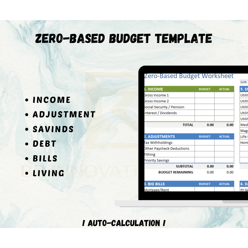 ZERO-BASED BUDGET Template | Excel | Auto Calculation | Shopee Malaysia