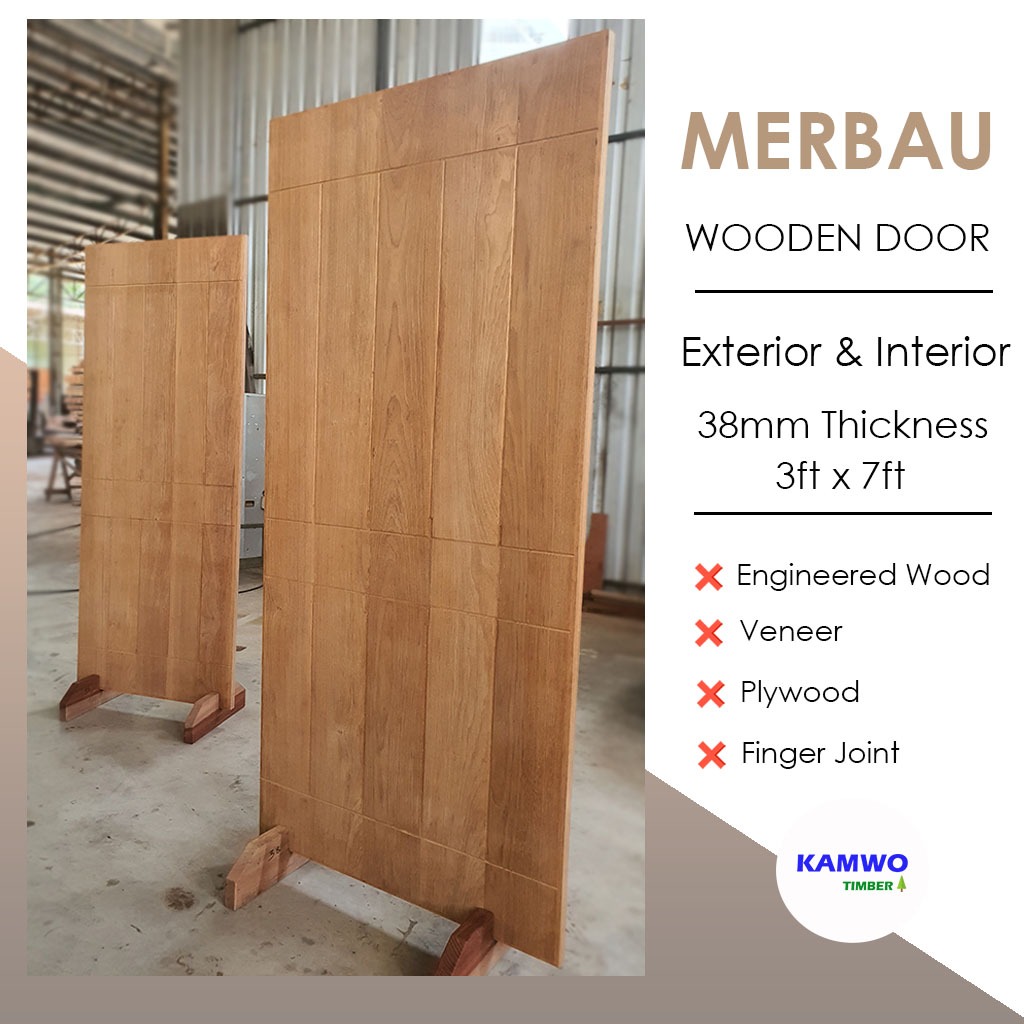 Exterior & Interior Wooden Room Door Made from Premium MERBAU Wood 3ft ...