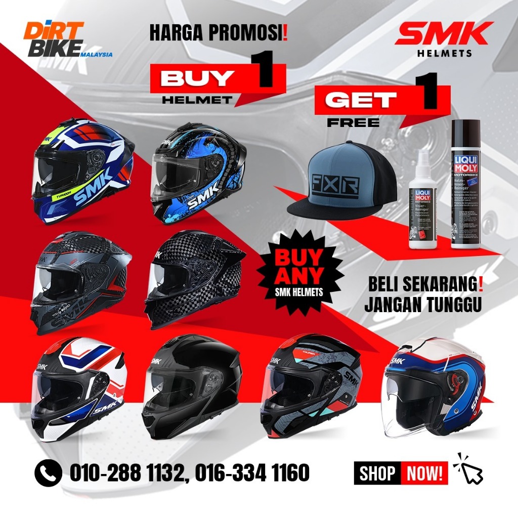 [SMK HELMET] N3 OPEN FACE HELMET SMK GTJ DRING S01 WITH CLEAR VISOR ...