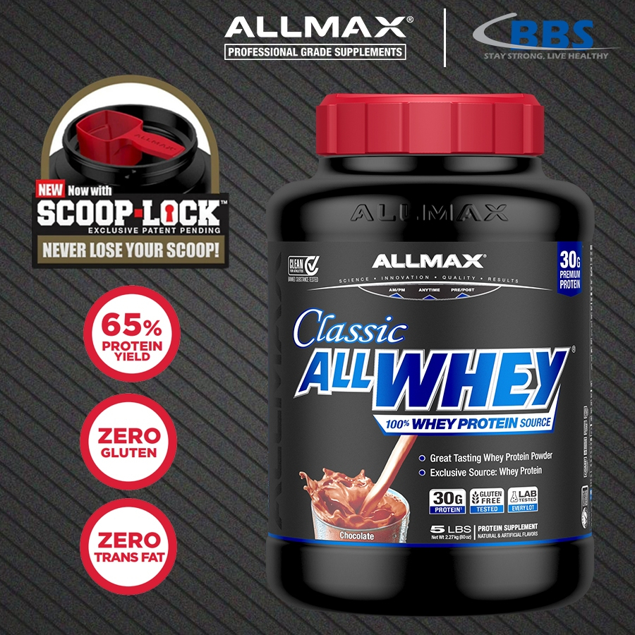ALLMAX Classic All Whey (2.3kg/0.9kg) - 30g Protein, 100% Pure Whey, Lean Muscle, 49 Servings ...