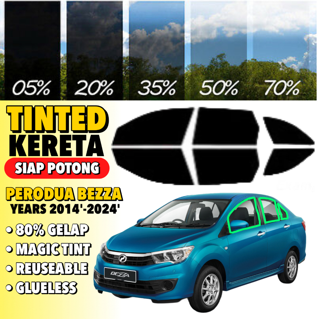 Perodua Bezza (Years 2014-2024) 80% Gelap Magic Tinted Siap Potong Tint ...