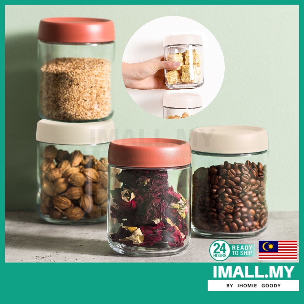 【iMall】Glass Jars Dry Sealed Airtight Screw Lids Containers Bottles ...