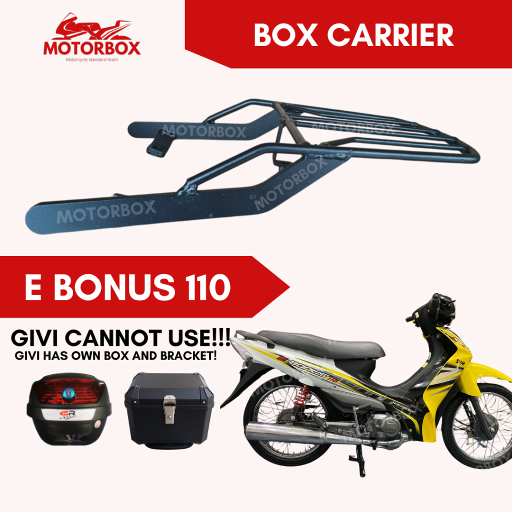 SYM E BONUS REAR BOX MONORACK BOX CARRIER KAKI HEAVY DUTY PVC KOTAK BESI BELAKANG EBONUS E BONUS ...