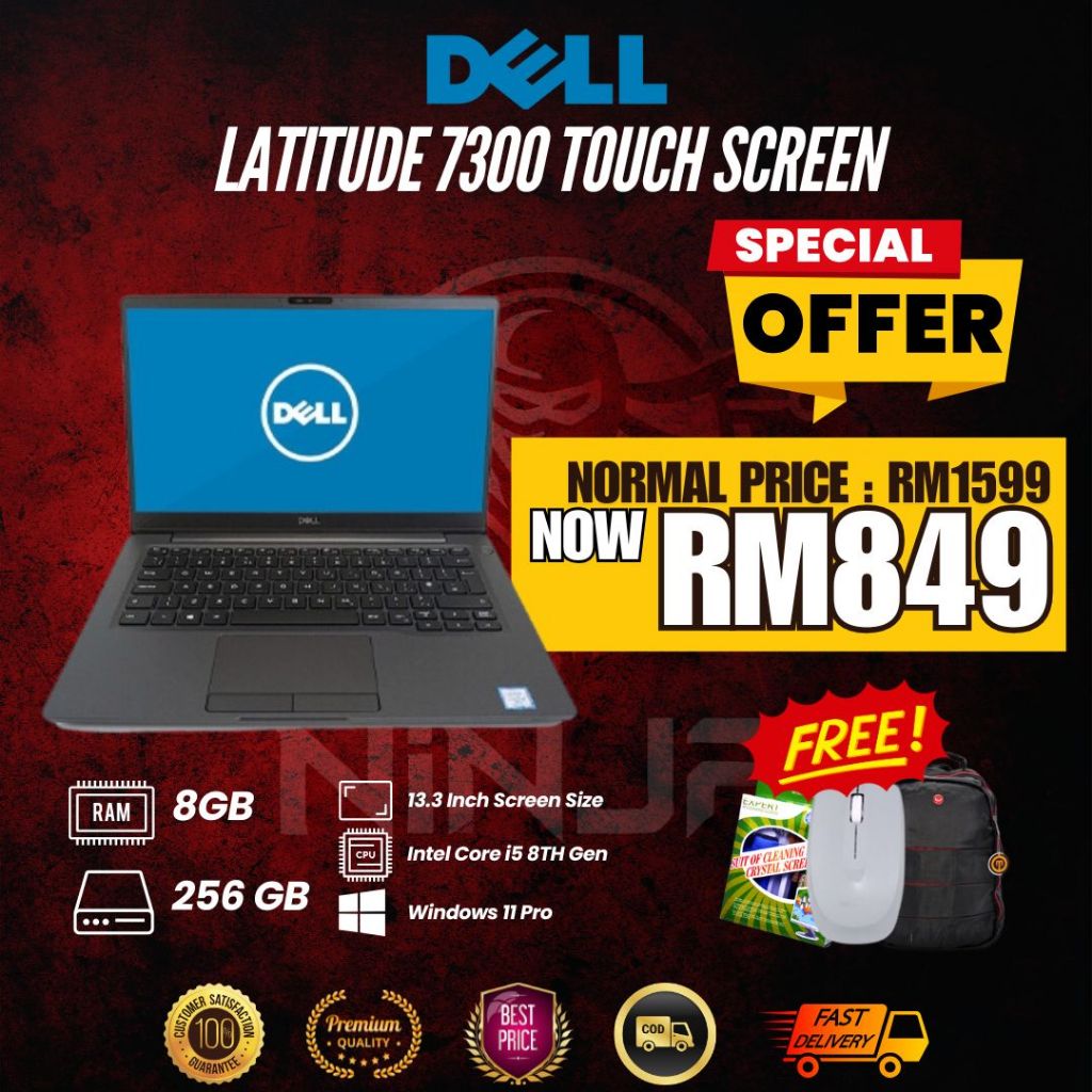 DELL LATITUDE 7300 | i5-8th Gen | 8GB RAM | 256 GB SSD | 13.3 inch ...