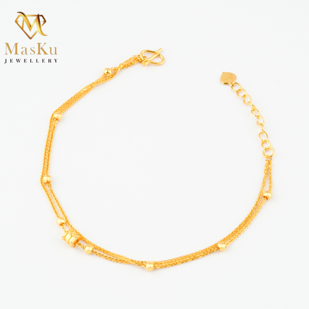MasKu Jewellery Bracelet 24K / 999 Rantai Tangan Double B' Bajet ...