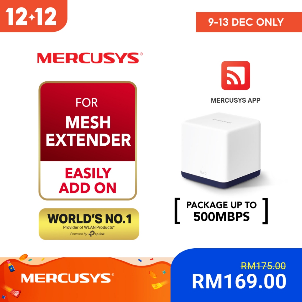 Mercusys AC1900 Gigabit Dual Band Mesh WiFi Router System Halo H50G (1 ...