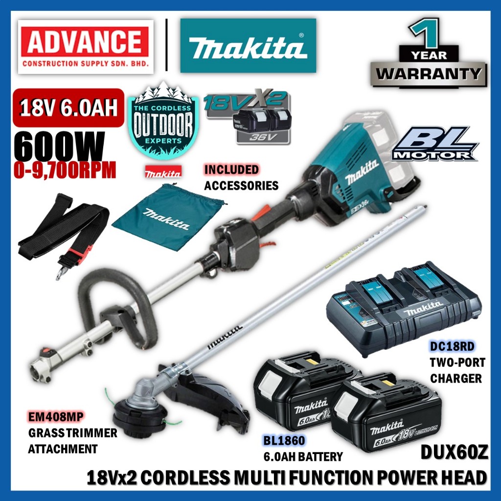 MAKITA DUX60Z 18Vx2 Cordless Multi Function Power Head ( EM408MP Grass ...