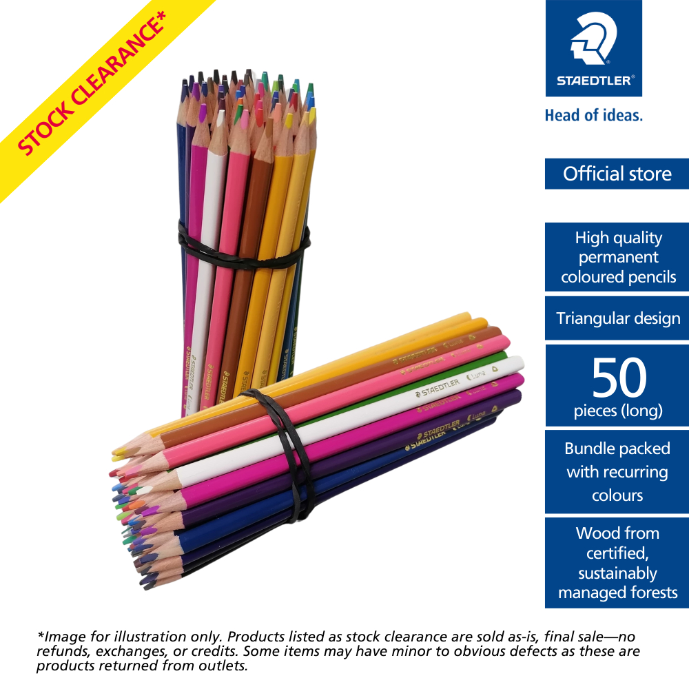 Luna Triangular Coloured Pencils (Bundle of 50 pieces) | Shopee Malaysia