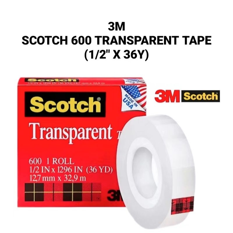 (1PC) 3M SCOTCH 600 Transparent Tape | 1/2" X 36YARD | 透明胶带 X 1PC | Shopee Malaysia