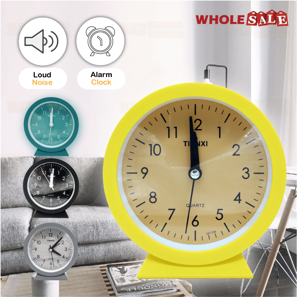 Round Alarm Clock Fashion Quartz Alarm Clock Loud Sound Analogue Desk ...