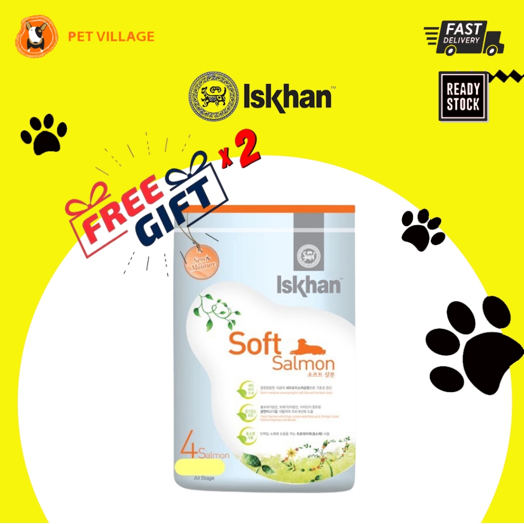 *FREE GIFT*ISKHAN Soft Salmon Semi Moist Dog Food For Dog 6KG(300g x 20packs) | Shopee Malaysia