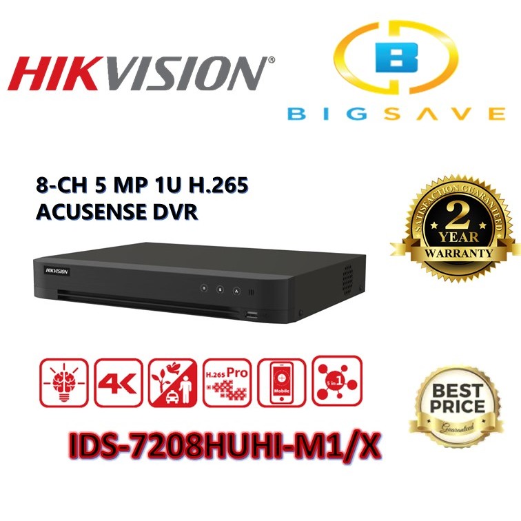 HIKVISION 8CH / 8 CHANNEL IDS-7208HUHI-M1X 8-CH 5 MP 1U H.265 ACUSENSE ...