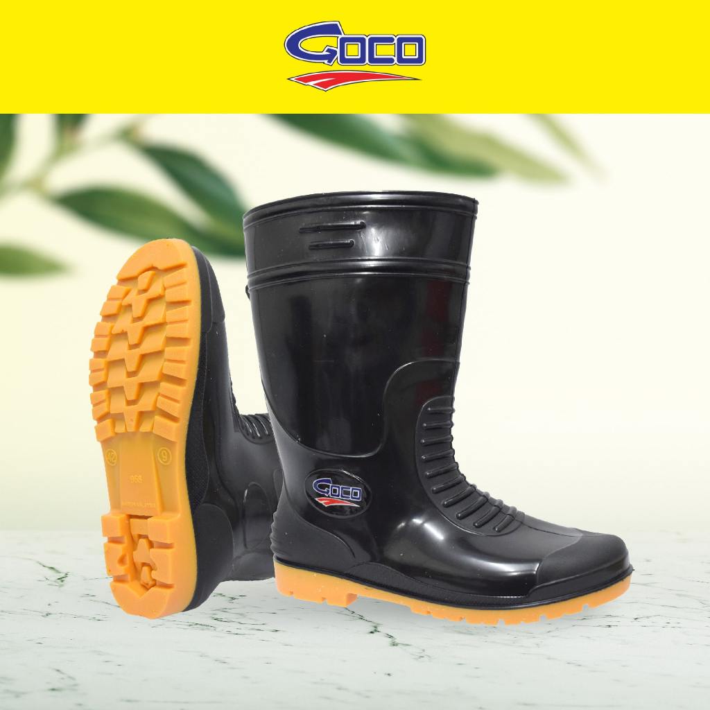 GOCO GC 968 Unisex Non-Safety Series High Cut Black PVC Rain Boots ...