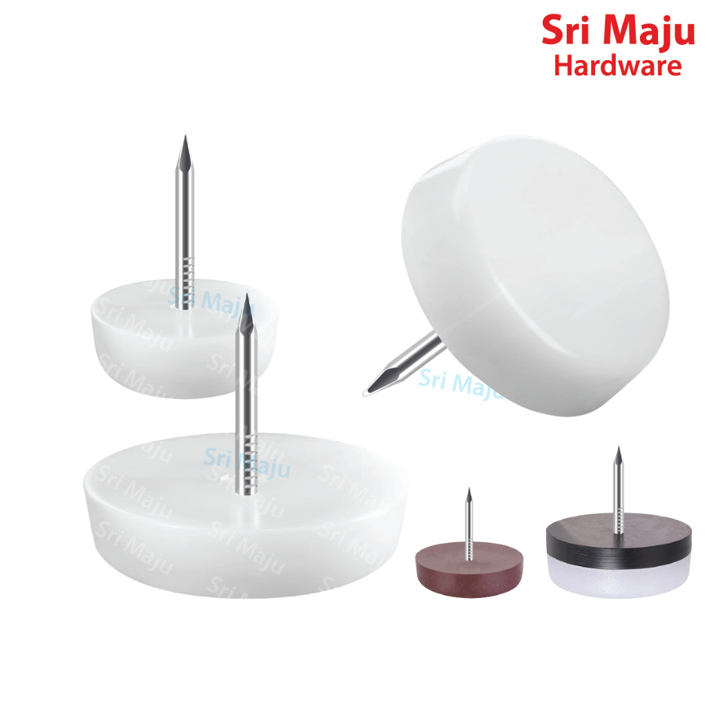 MAJU LN-RW (20) White Plastic Feet Leg Nail Glide for Wooden Table ...