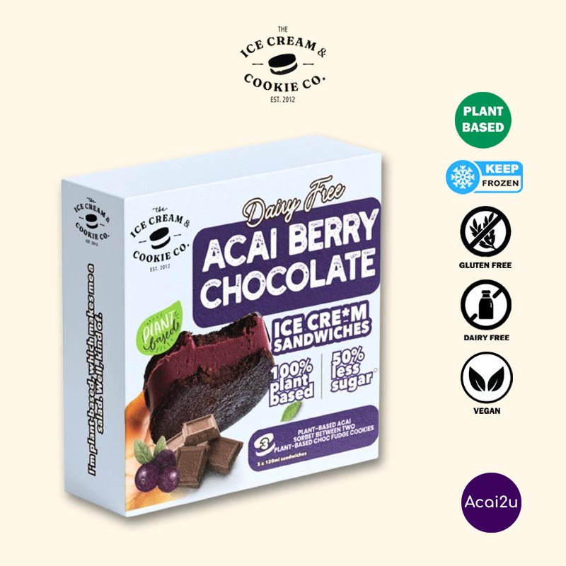 The Ice Cream & Cookie Co. Acai Berry Chocolate Sandwich 3x120ml ...