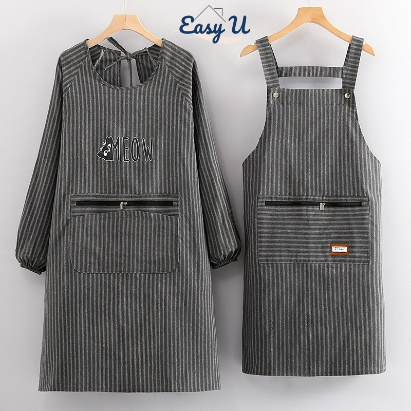 Polyester Striped Apron With Front Pocket | Kitchen Cooking Apron Café ...