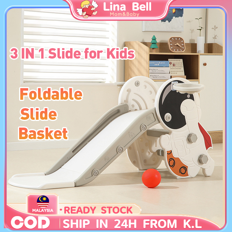 (Free Gift) Foldable Slide for Kids Playground Kids Indoor Basket ...
