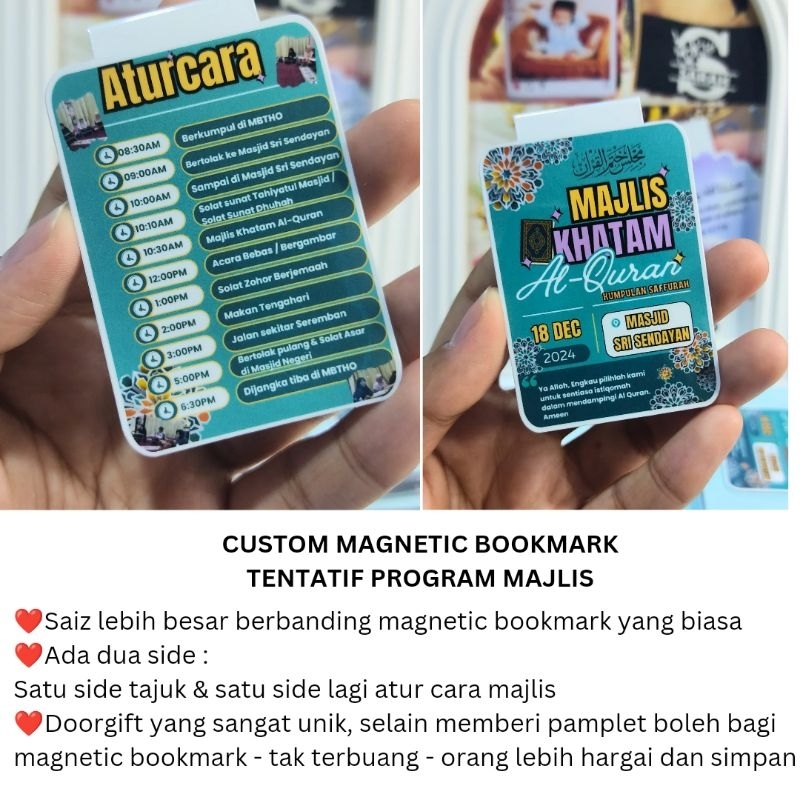 CUSTOM MAGNETIC BOOKMARK TENTATIF PROGRAM ATUR CARA MAJLIS EVENT ...