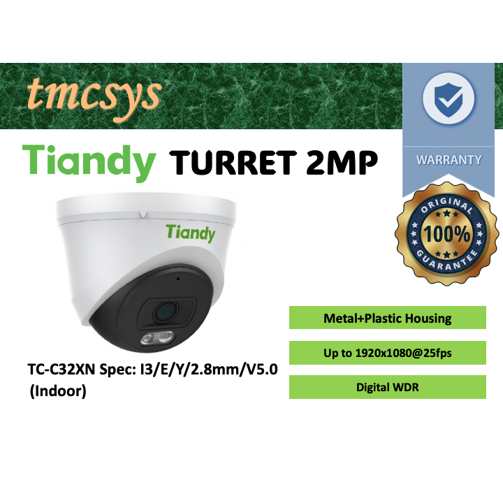 Tiandy TC-C32XN 2MP Turret Camera | 1080P | 2.8mm Lens | Motion Detect ...