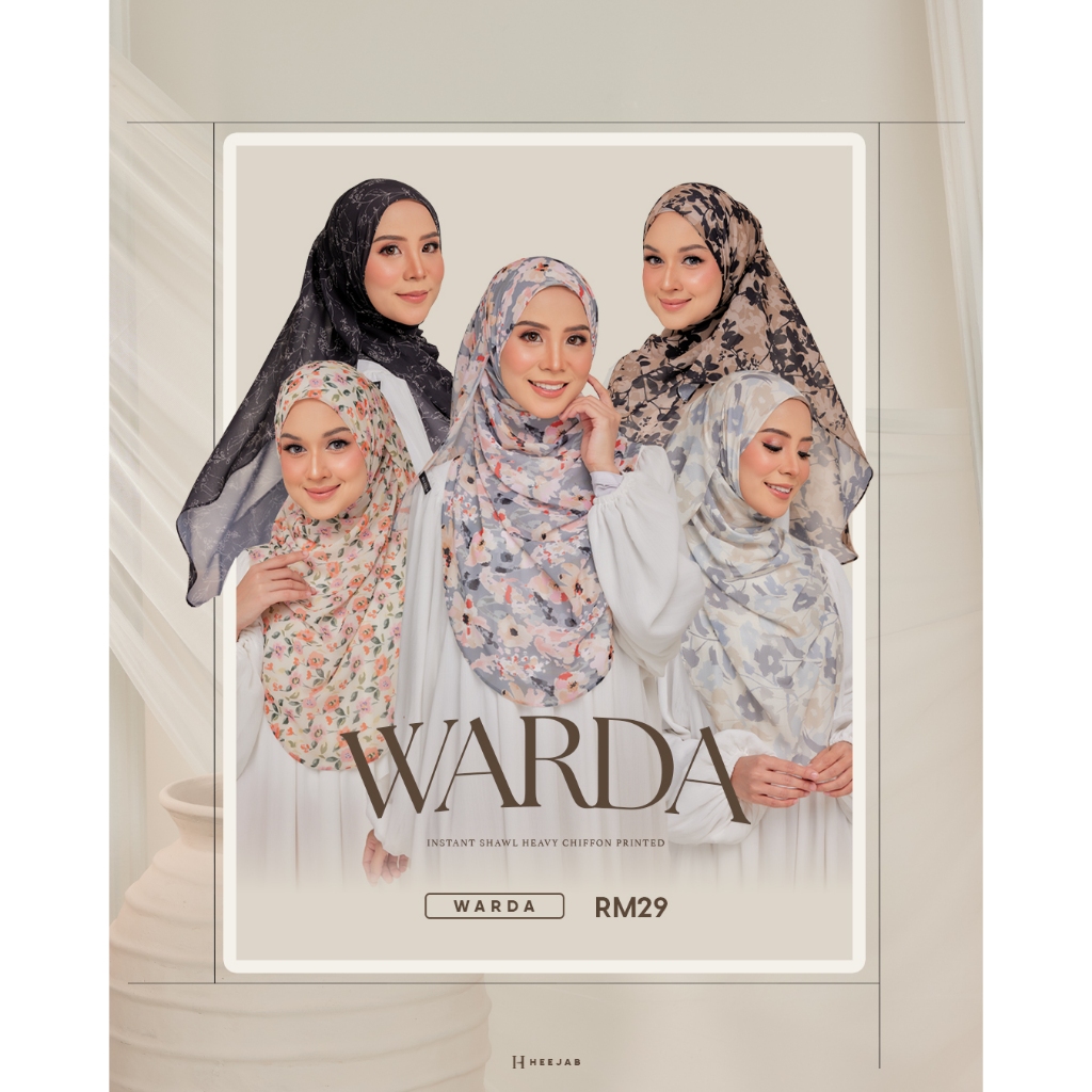 WARDA Tudung Shawl Instant Heavy Chiffon Printed by HEEJAB | Shopee Malaysia