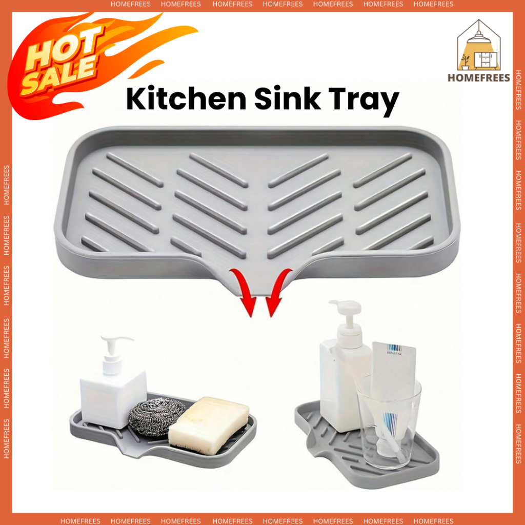 Silicone Kitchen Sink Tray Kitchen Sponge Holder Soap Rack with Drain ...