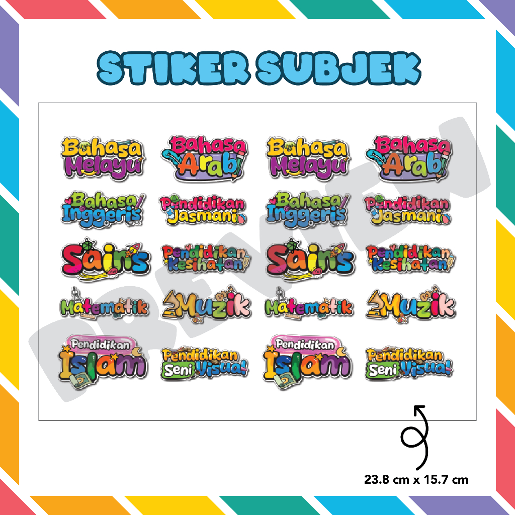 Stiker Subjek Sekolah Rendah/Menengah | Stiker Label FAIL | Shopee Malaysia