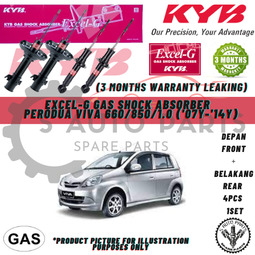 PERODUA VIVA 660/850/1.0 ('07Y-'14Y) (FRONT OR REAR) 100% KAYABA EXCEL-G GAS SHOCK ABSORBER ...