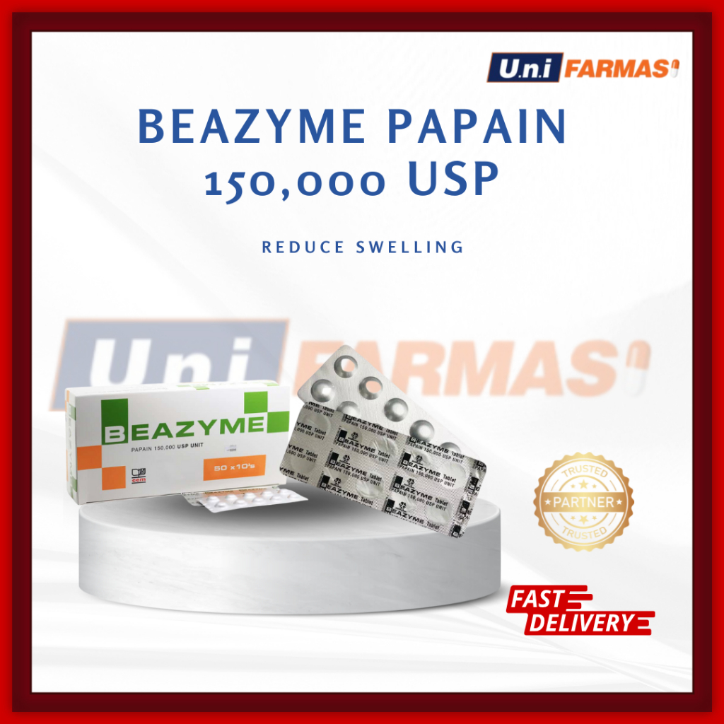 BEAZYME PAPAIN 150,000 USP 10TABS [TO REDUCE ANY TYPE OF SWELLING ...