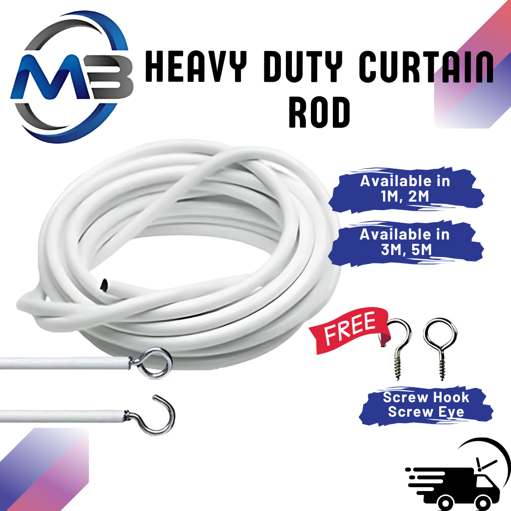 1 2 3 5 Meter Curtain Rod Expanding Spring Tali Dawai Langsir - White ...