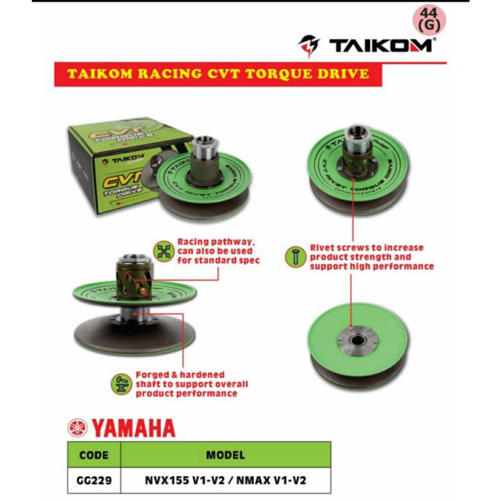 TAIKOM RACING CVT TORQUE DRIVE REAR PULLEY RACING SCOOTER YAMAHA NVX155 V1 / V2 & NMAX V1 / V2 ...