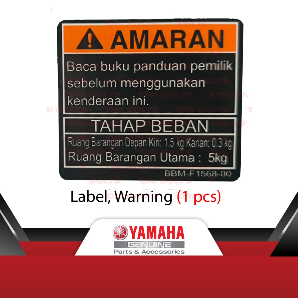 BBM-F1568-00 Yamaha Original Nmax V2 Label Warning Sticker Amaran Tahap ...