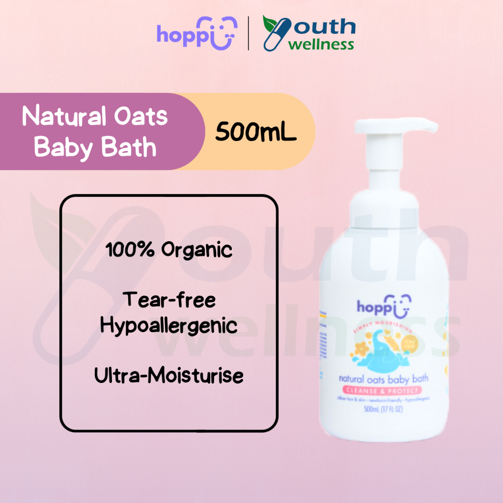 Hoppi 100% Organic Natural Oats Baby Bath & Shampoo (500mL) Head to Toe ...