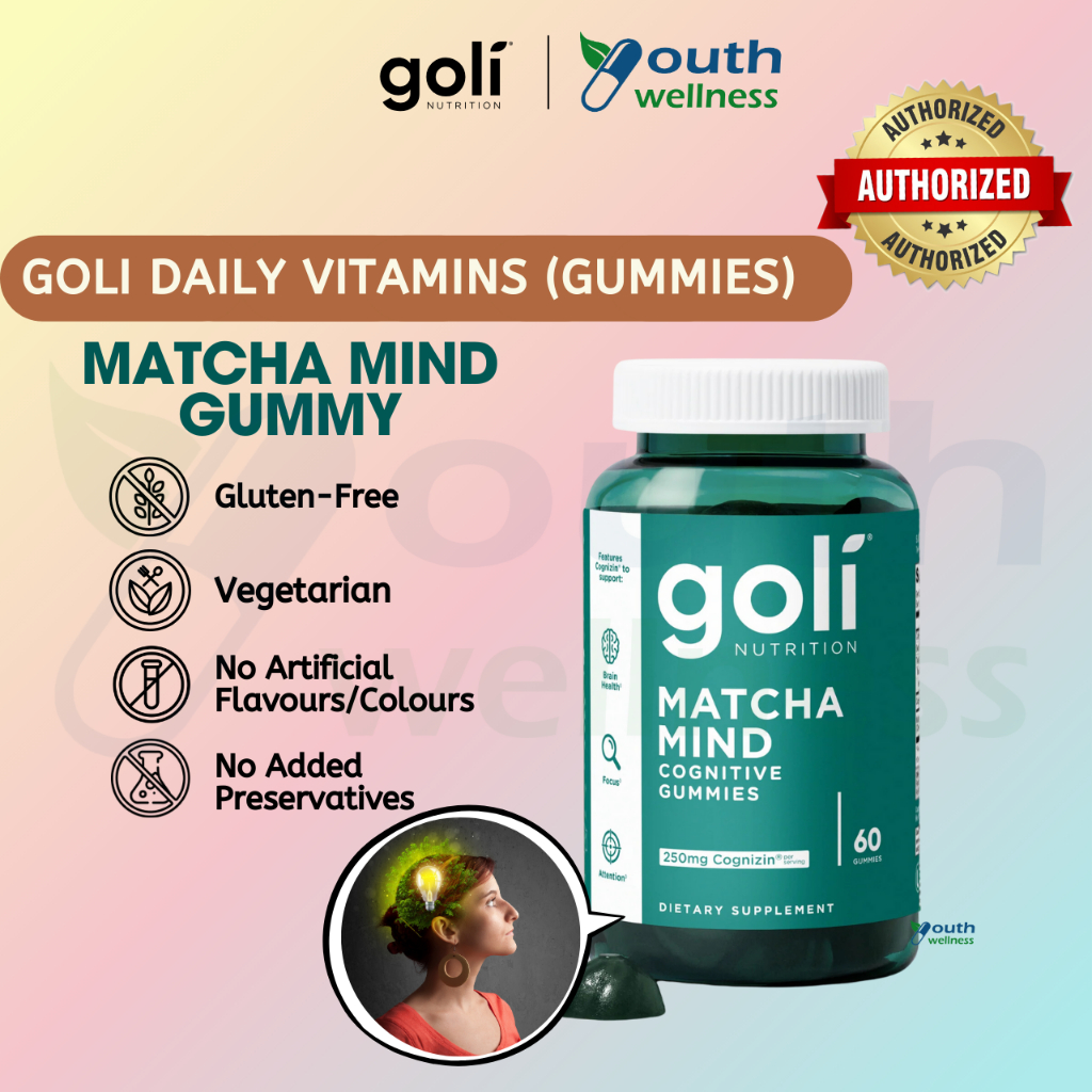 Goli Gummies Matcha Mind | Green Tea Leaves Powder with Cognizin (60's) | Shopee Malaysia