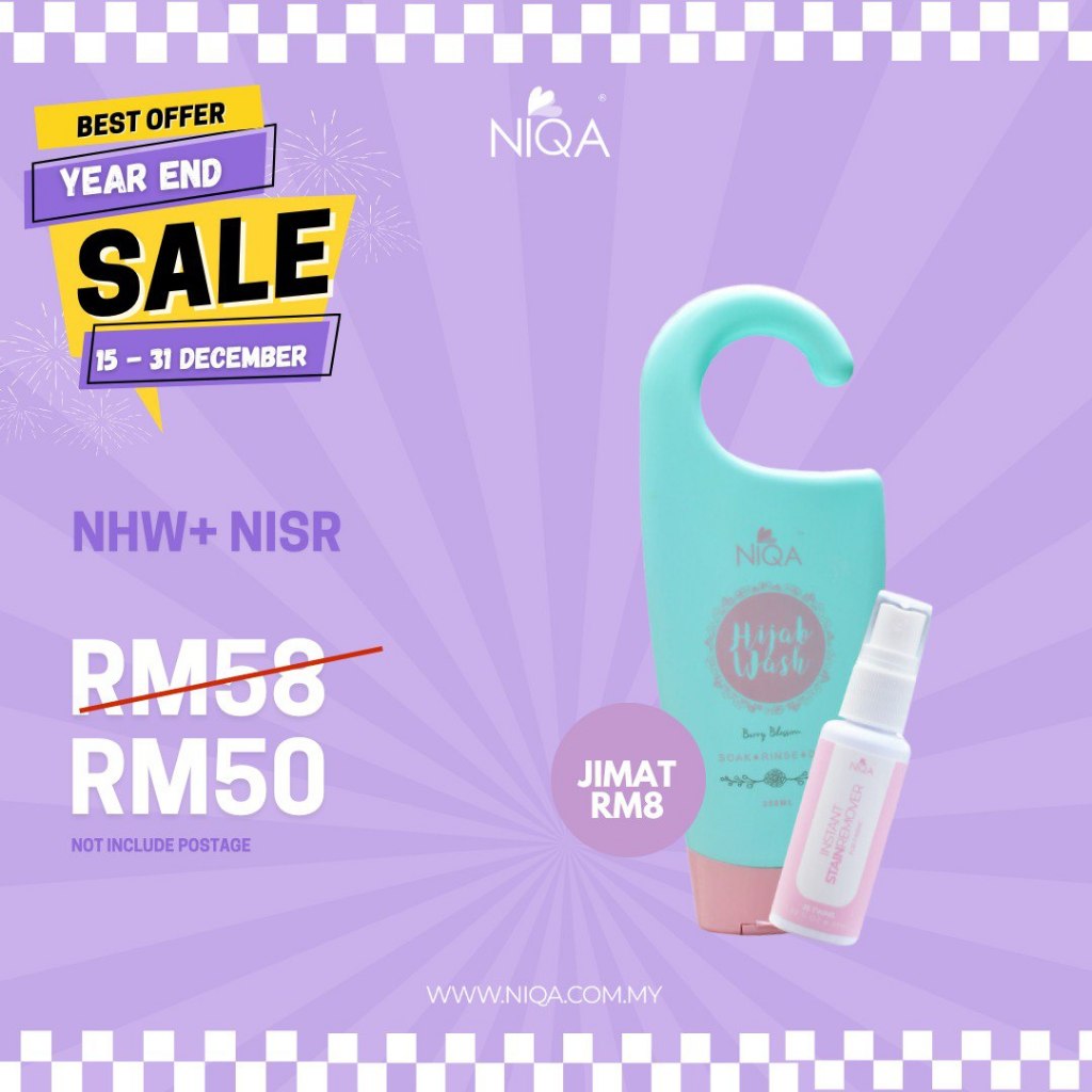 (Niqa HQ) YEAR END SALES 24 COMBO 1 - HIJAB WASH + STAIN REMOVER NIQA ...