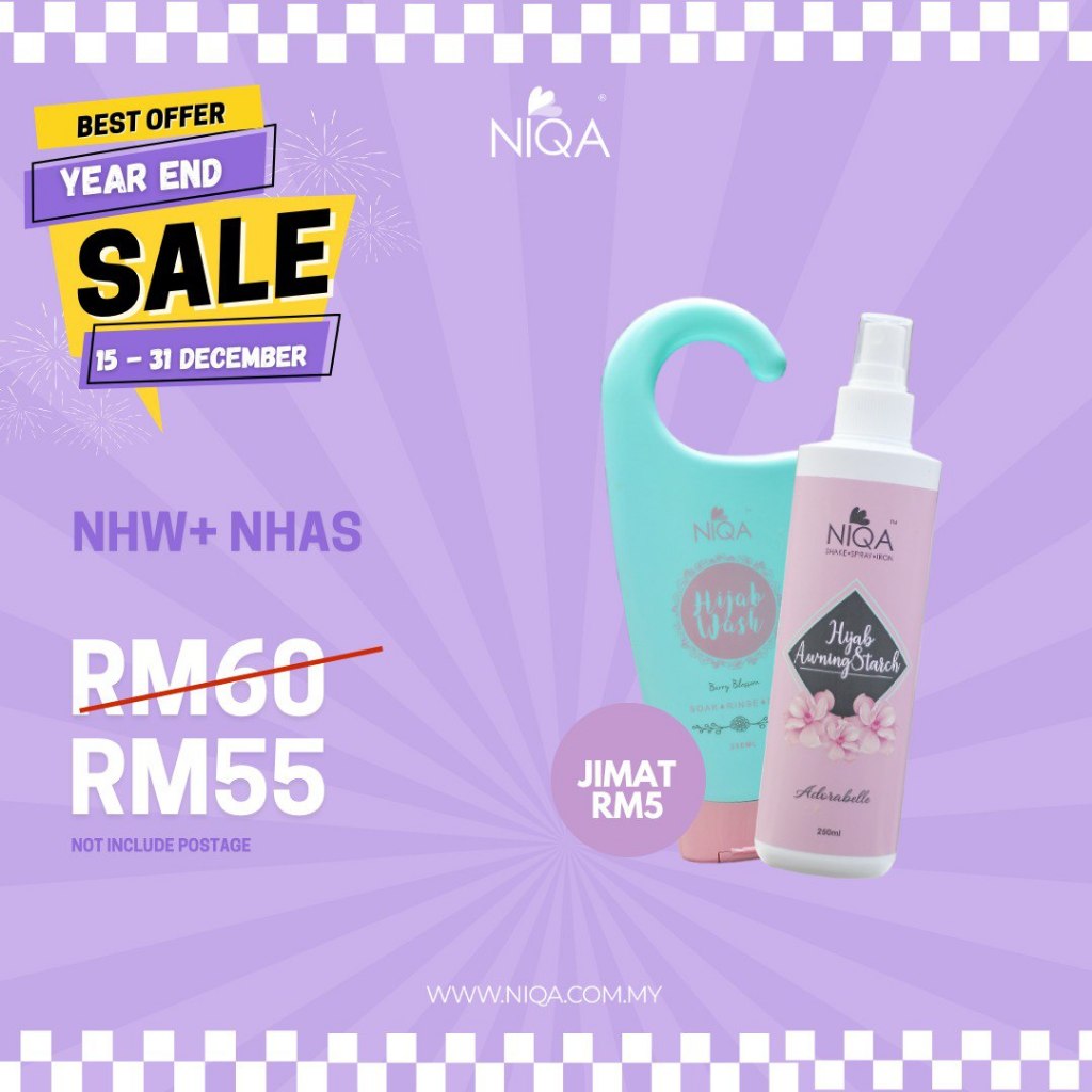 (Niqa HQ) YEAR END SALE 2024 COMBO 6 - HIJABWASH + AWNING STARCH ...