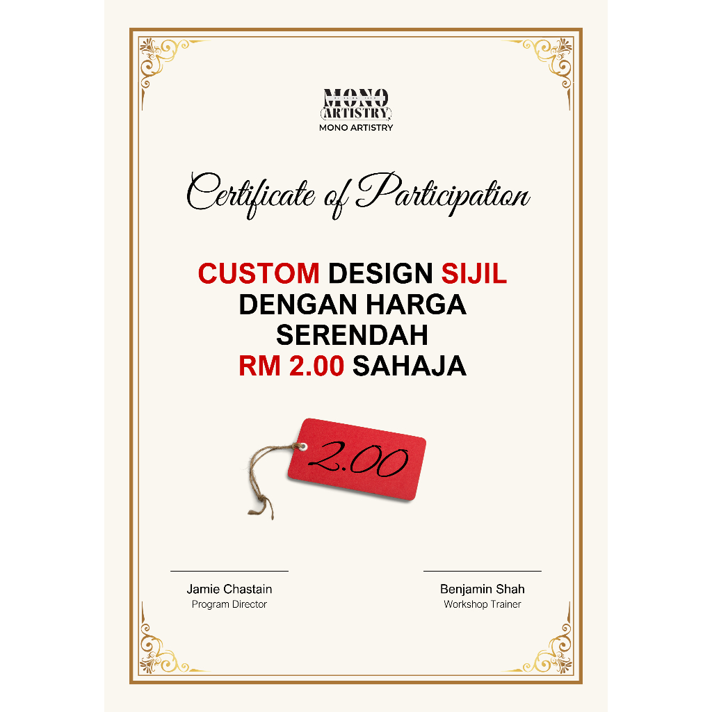 Tempahan Design Sijil Minimalis & Eksklusif di Shopee | Mono Artistry ...