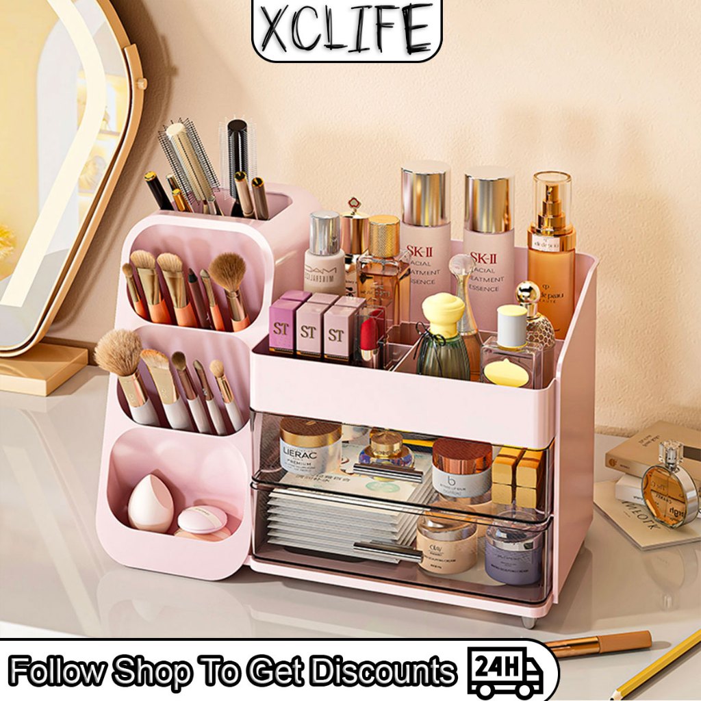 Makeup Storage Box with Holder Dustproof Kotak Mekap Extra Large ...