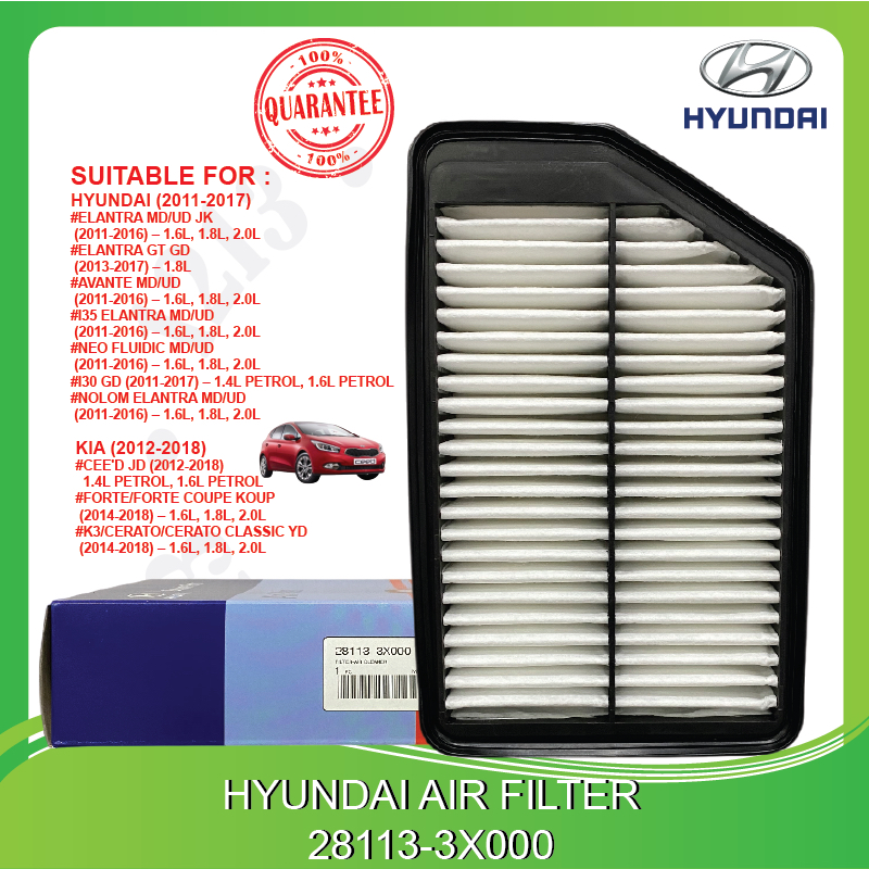 ORIGINAL HYUNDAI 28113-3X000 AIR FILTER ELANTRA AVANTE NEO FLUIDIC ...