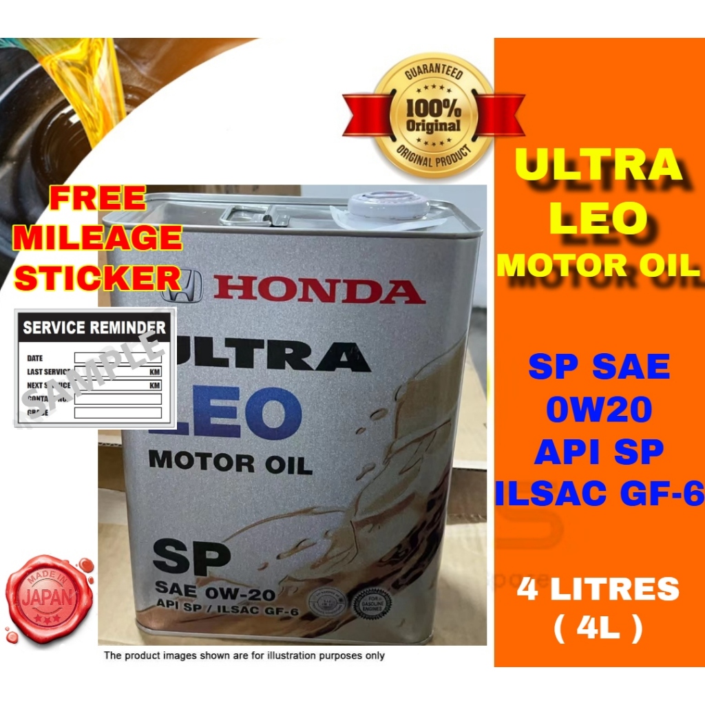 Ultra LEO 0W20 Fully Synthetic Engine Oil 4L For Honda Hybrid SP SAE ...