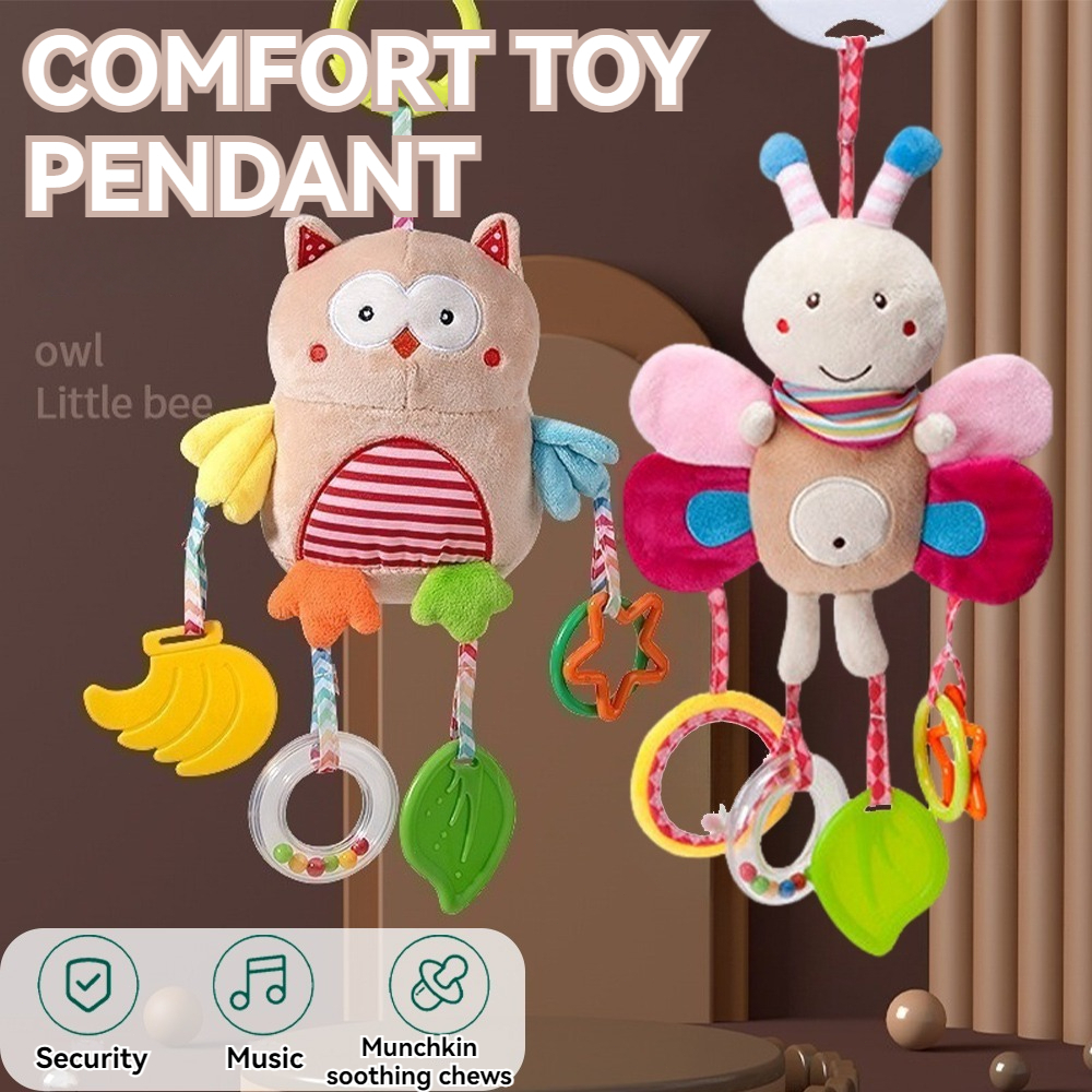Baby Soft Giraffe Plush Handbells Teether Rattle Teether Toys Bed Bell ...