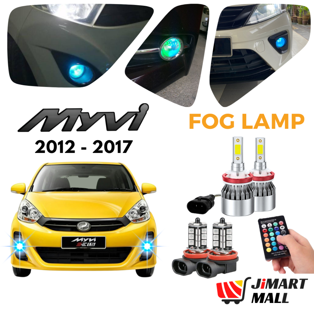 PERODUA MYVI 2 FOG LAMP LED BULB RGB Remote Color Lampu Spotlight Sport ...