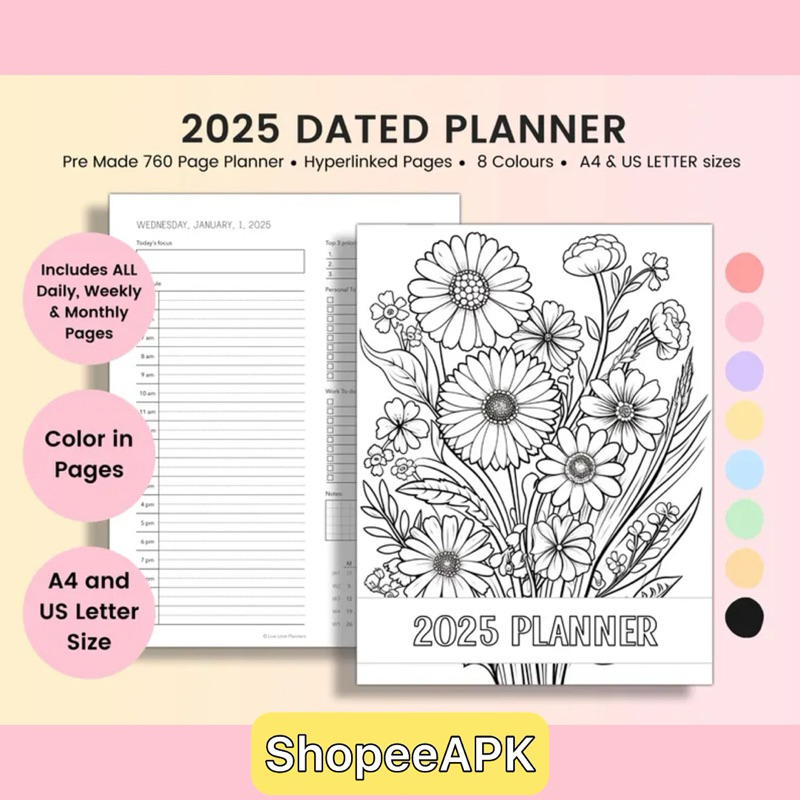 2025 Planner Printable | Daily, Weekly, Monthly Planner | Digital ...