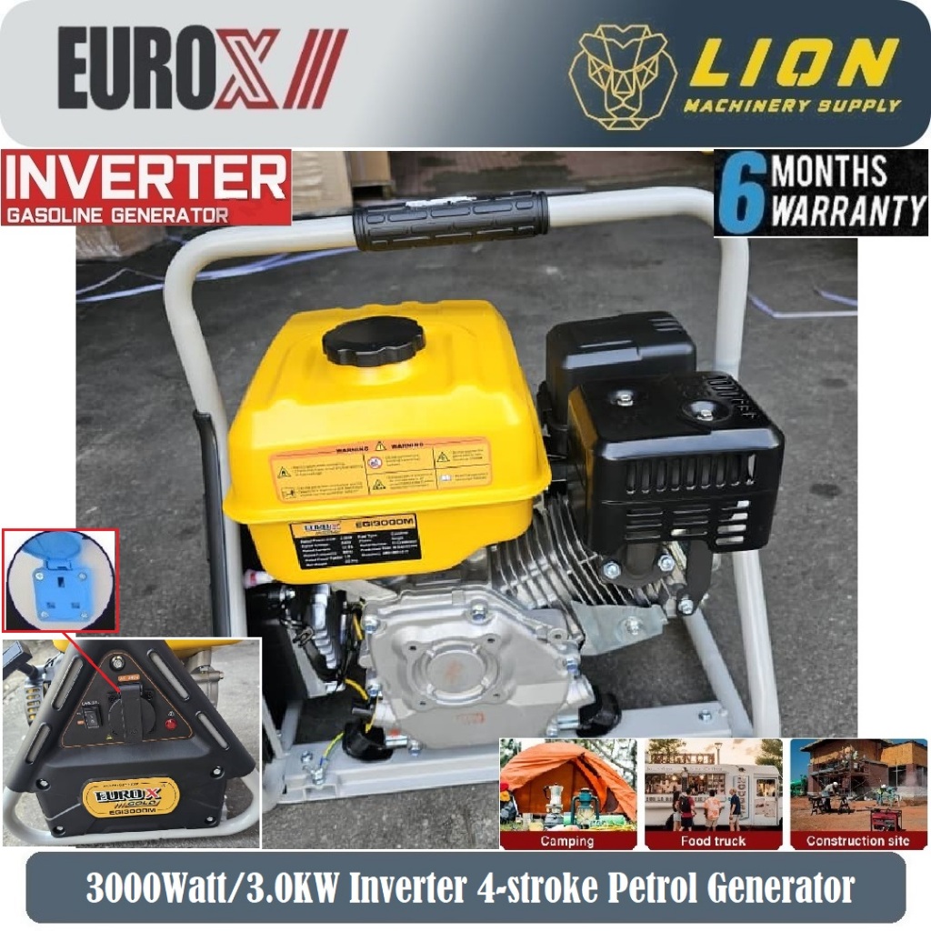 EUROX 3.0KW/3000Watt Inverter 4-stroke Petrol generator EGI3000M - Suitable for Foodtruck use ...