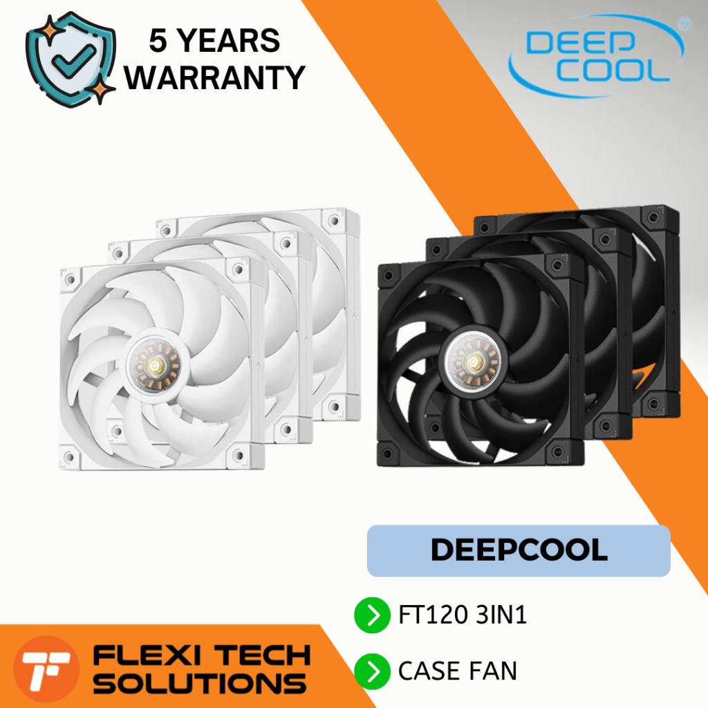 Flexi Tech DeepCool FT120 3 in 1 Case Fan - Black & White | Shopee Malaysia