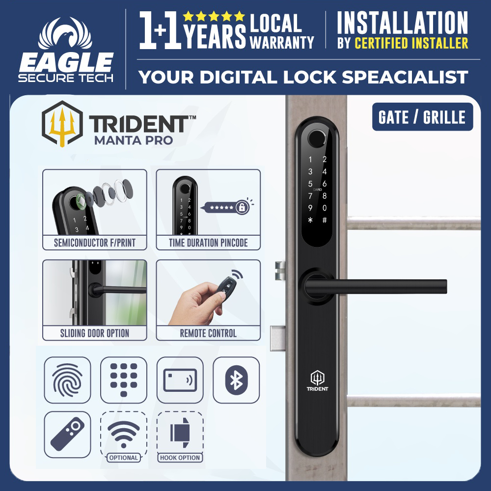 TRIDENT MANTA PRO | Smart Digital Door Lock with Installation | Gate ...
